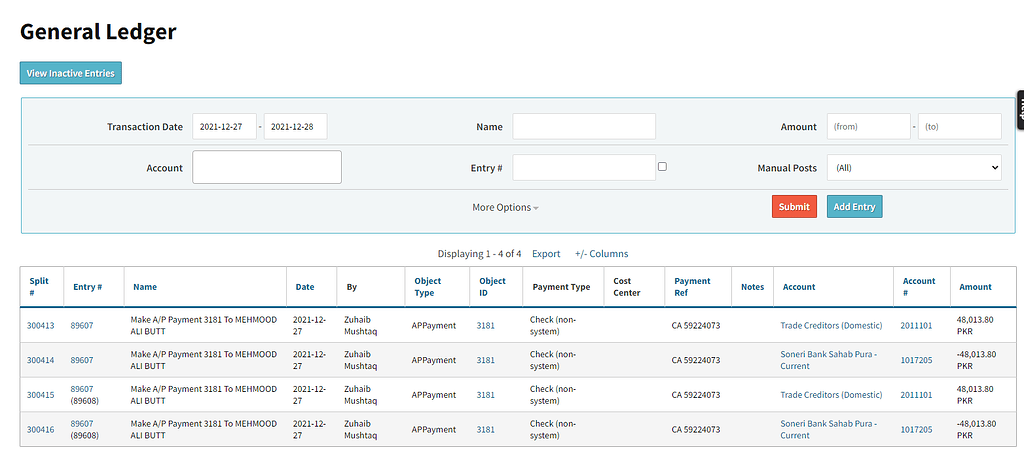 Double effect in General Ledger of single entry - Software Bugs ...
